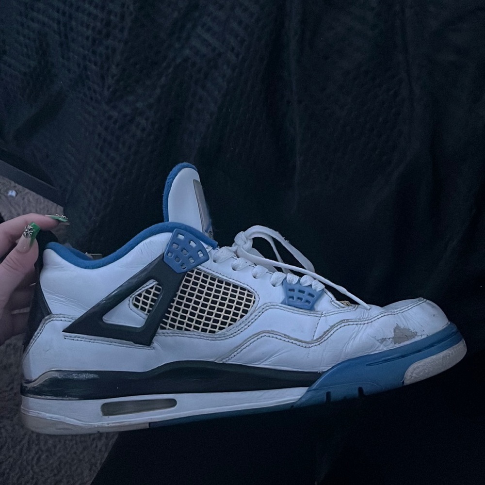 Air Jordan 4 Retro ‘Motorsports’ Blue And White Mens … - Gem